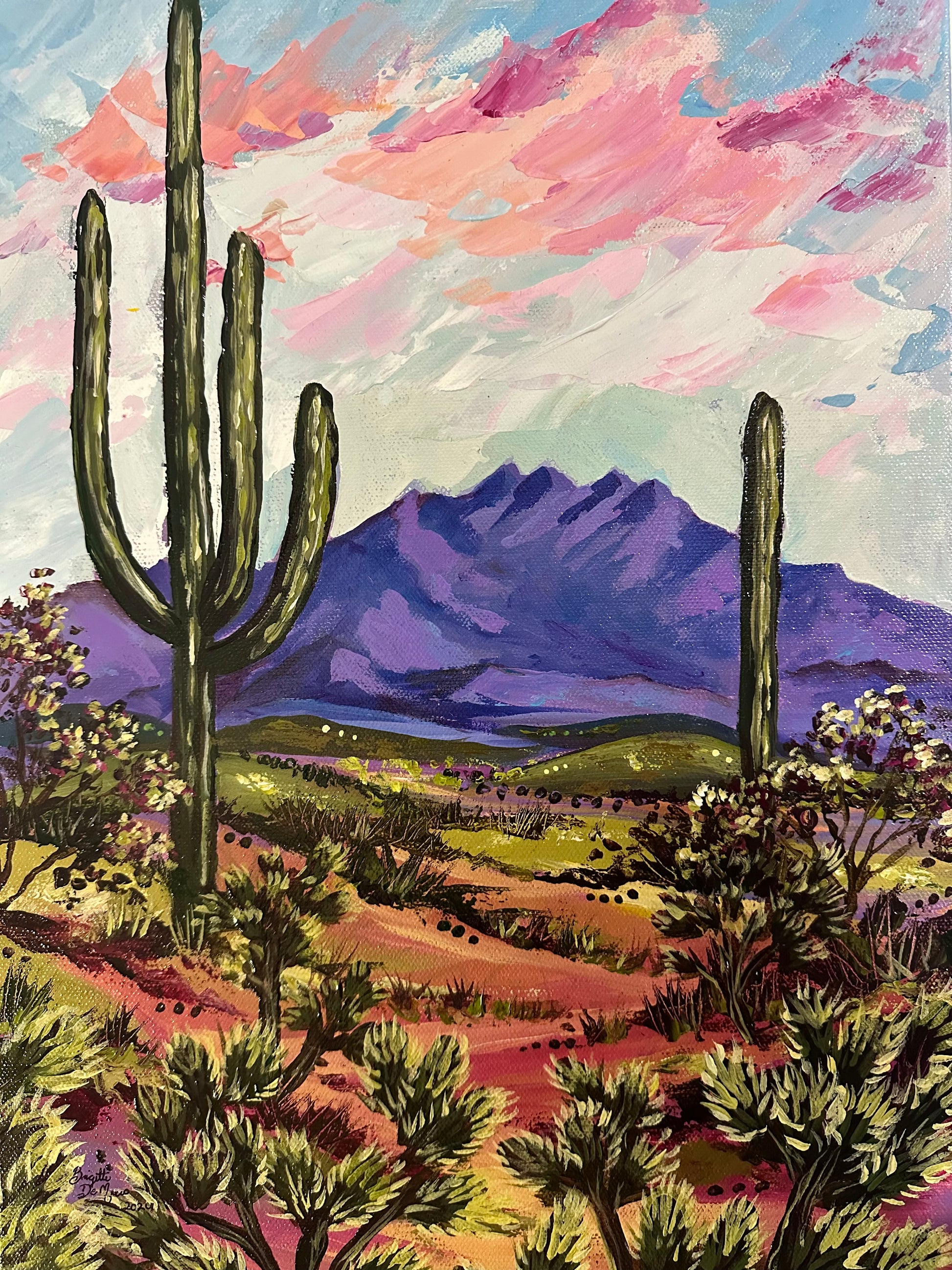 Original Acrylic - "View of Four Peaks Mountain" – Prickle & Pine Designs